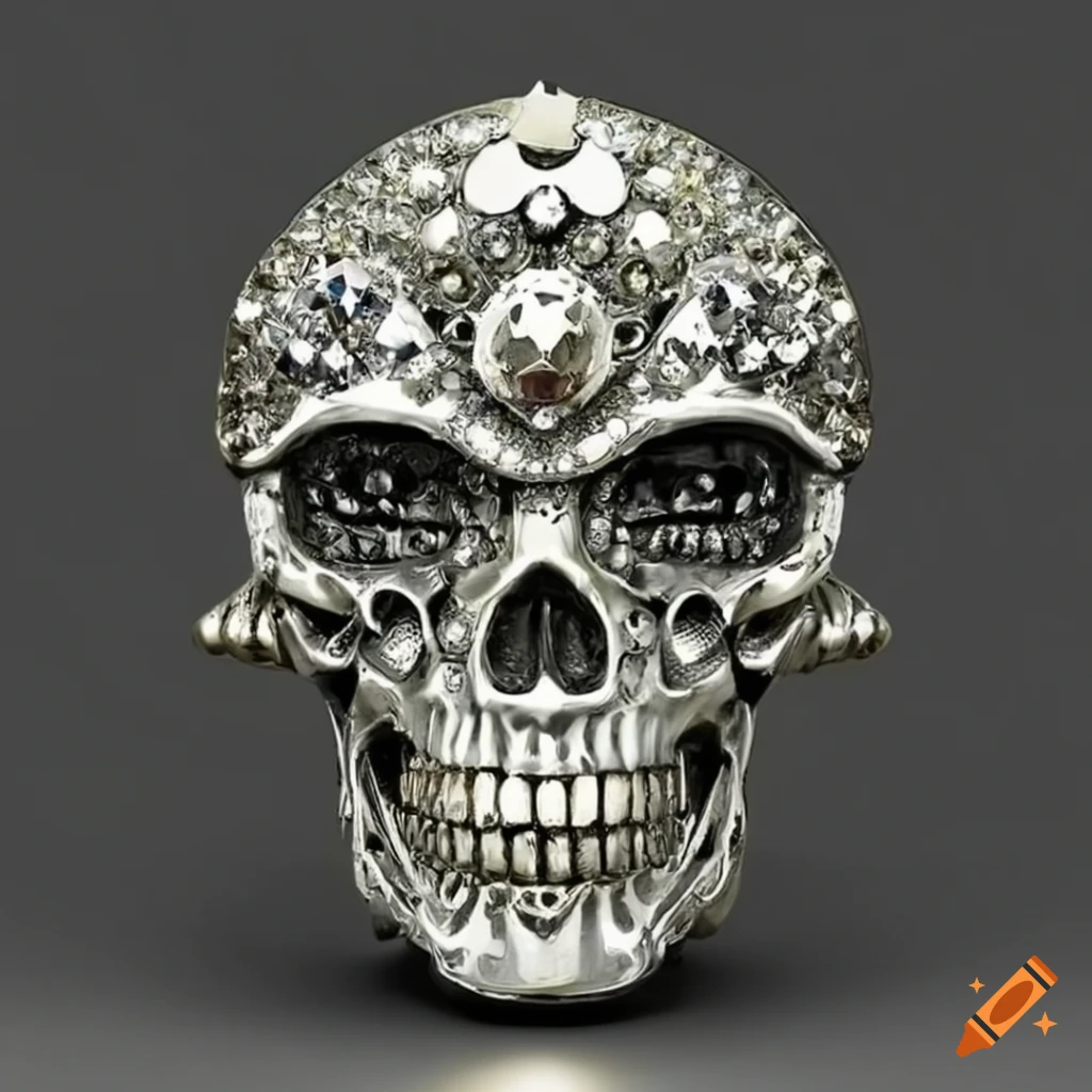 Sparkling diamond skull with intricate details on Craiyon
