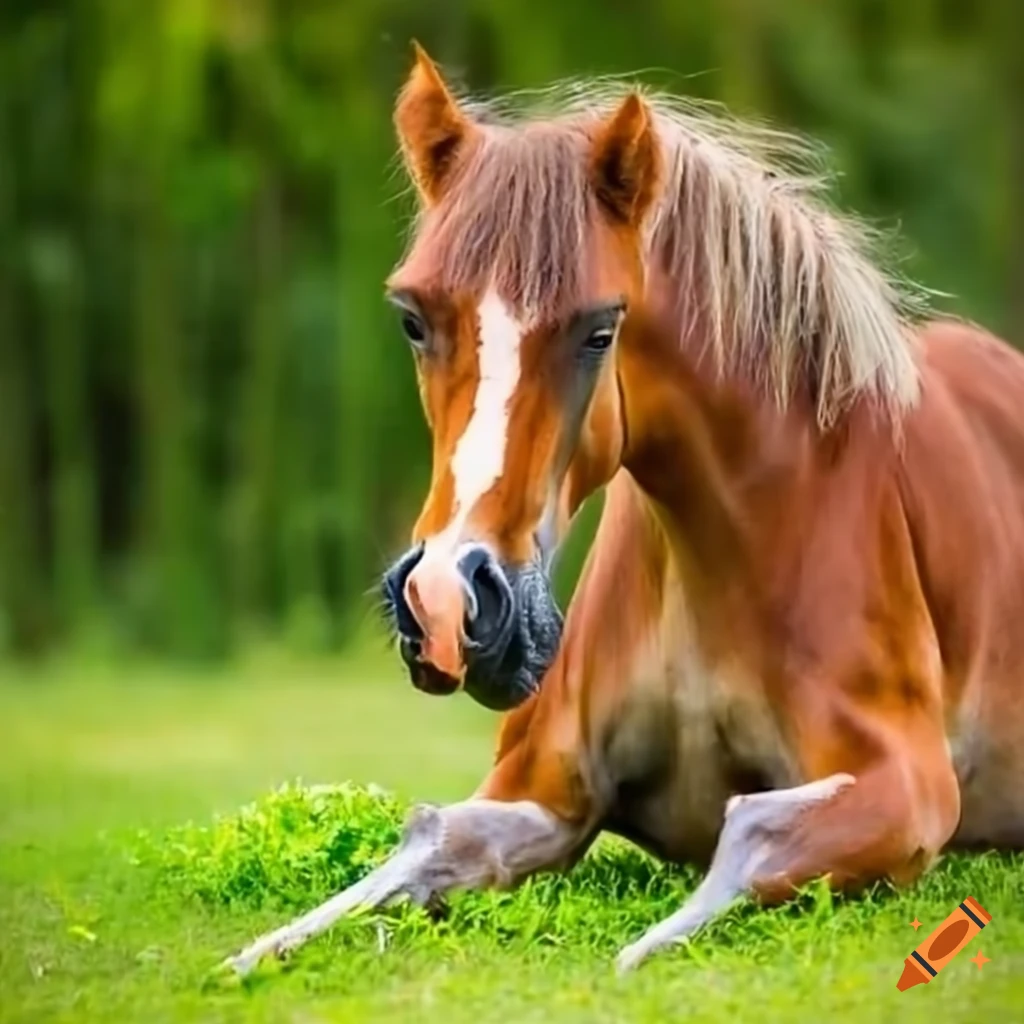 Buckskin horse near an apple tree on Craiyon