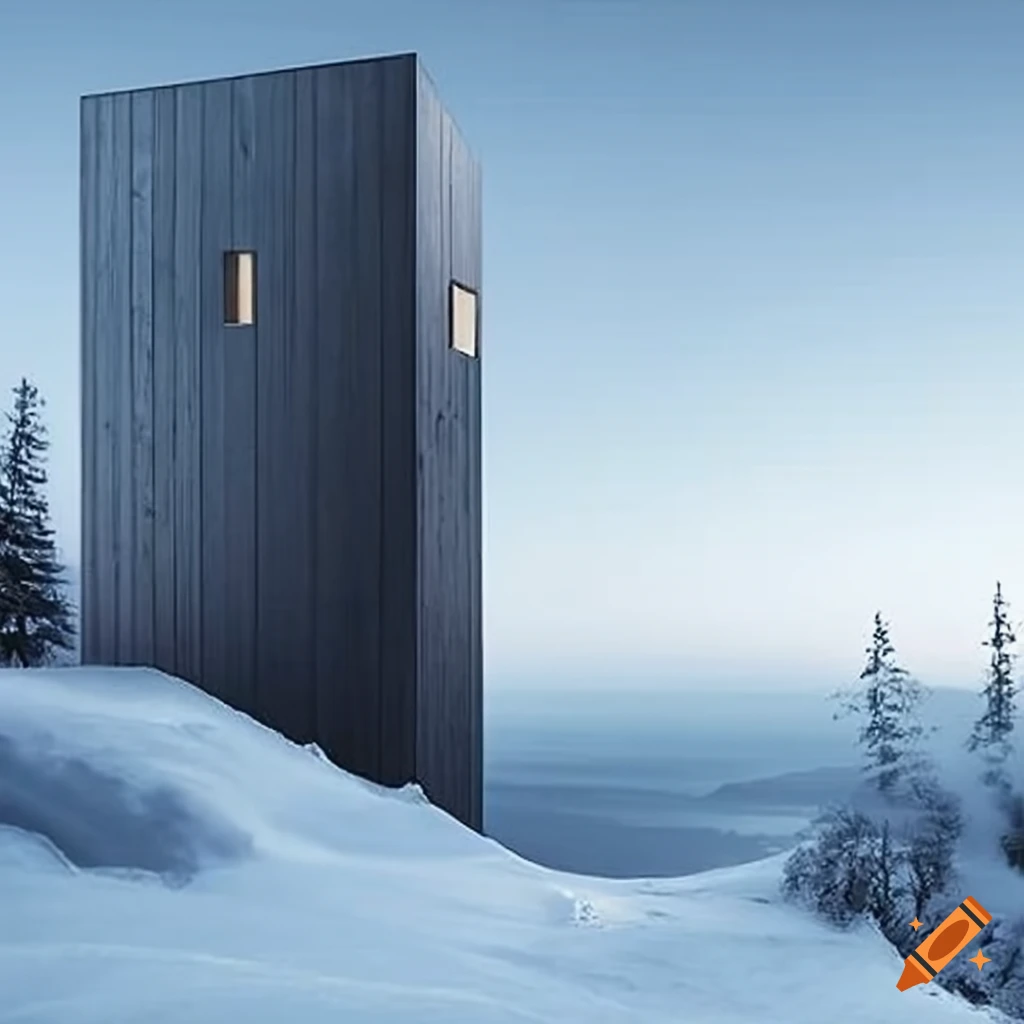 Minimalist nordic tower cabin architecture on Craiyon