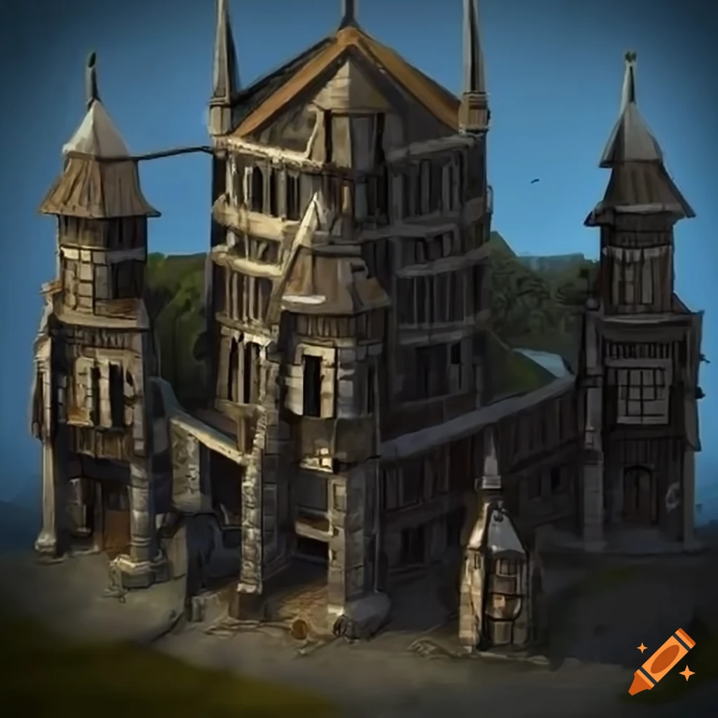 Medieval wooden tower on Craiyon