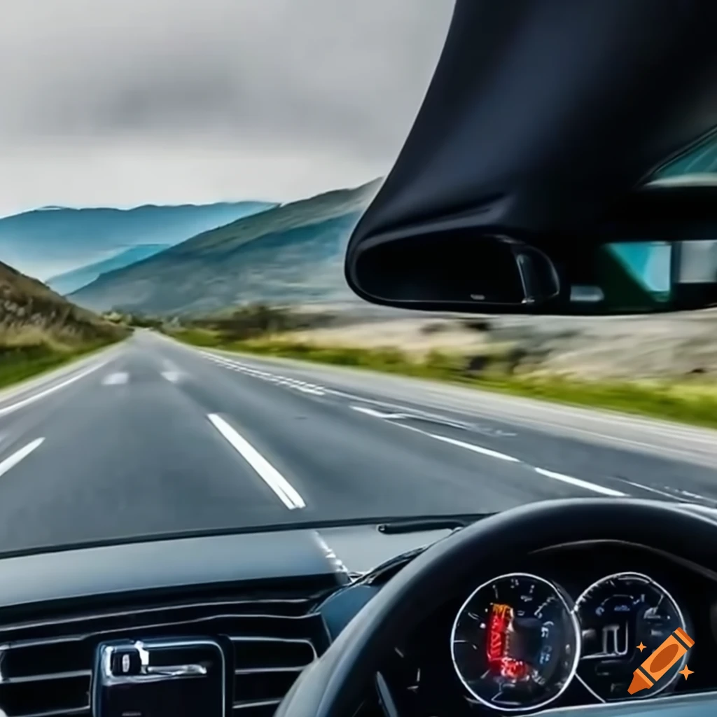 View from inside a speeding Audi RS6 2018 on Craiyon