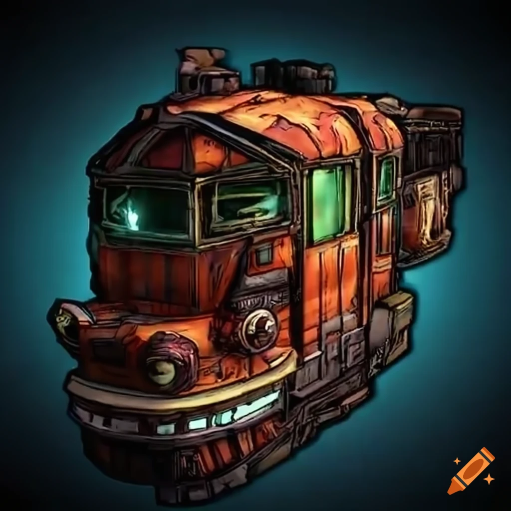 Train with graphics inspired by borderlands on Craiyon