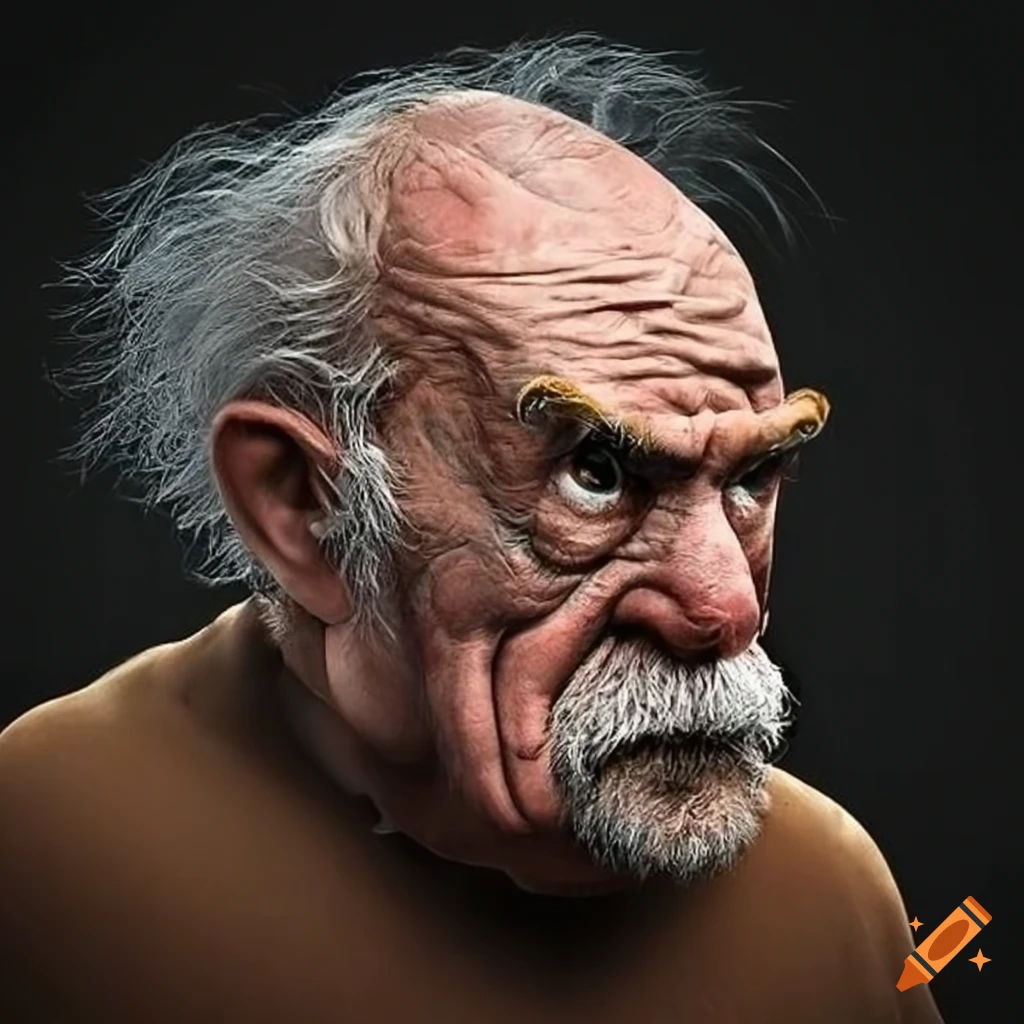 Portrait of an old man with a serious expression on Craiyon