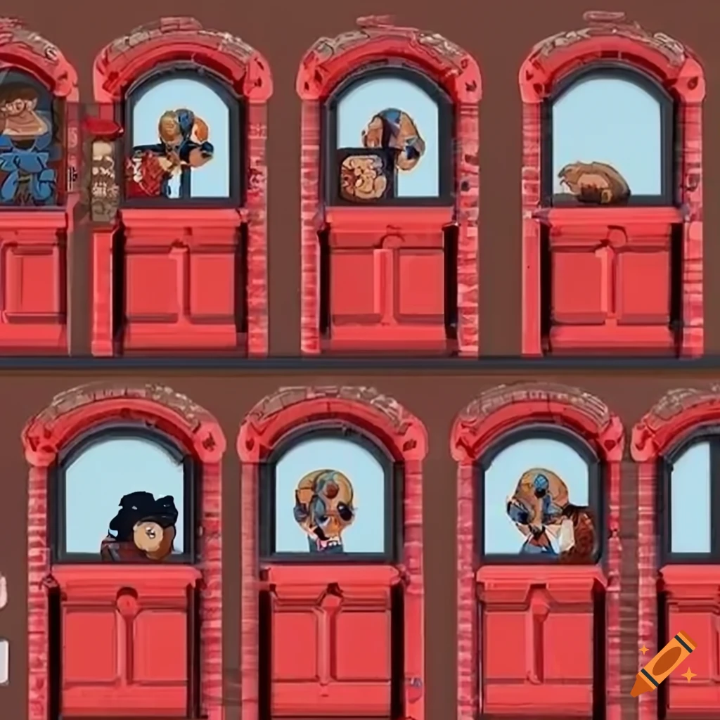 Sprite sheet for an educational game with red interactive doors on Craiyon