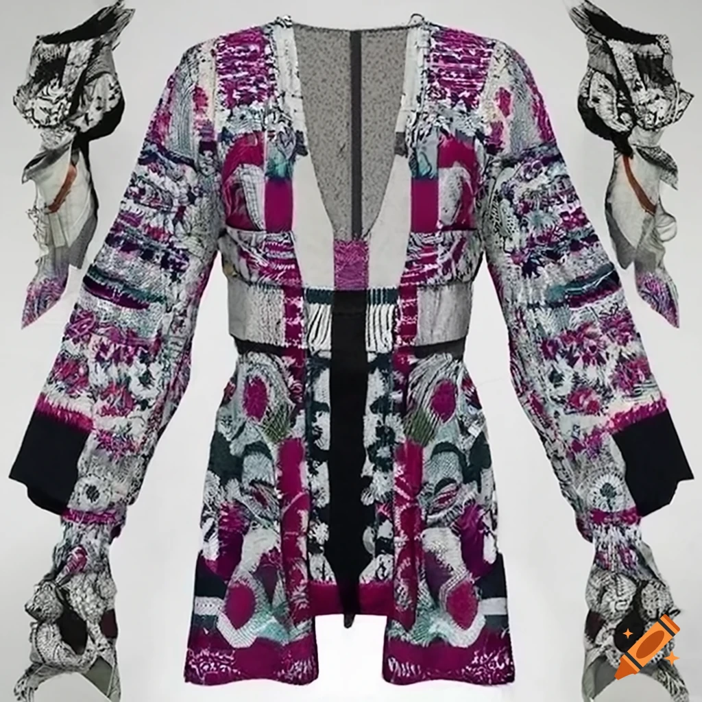 Ultra-short fit-and-flare playsuit with edgy patchwork on Craiyon