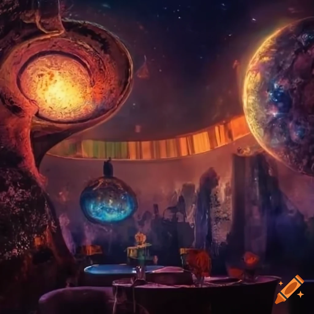 Restaurant with a galactic theme on Craiyon