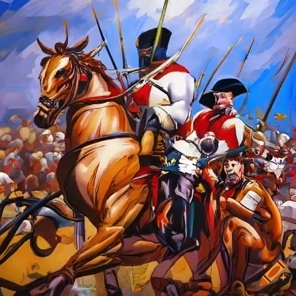 Comic book illustration of the battle of lexington on Craiyon