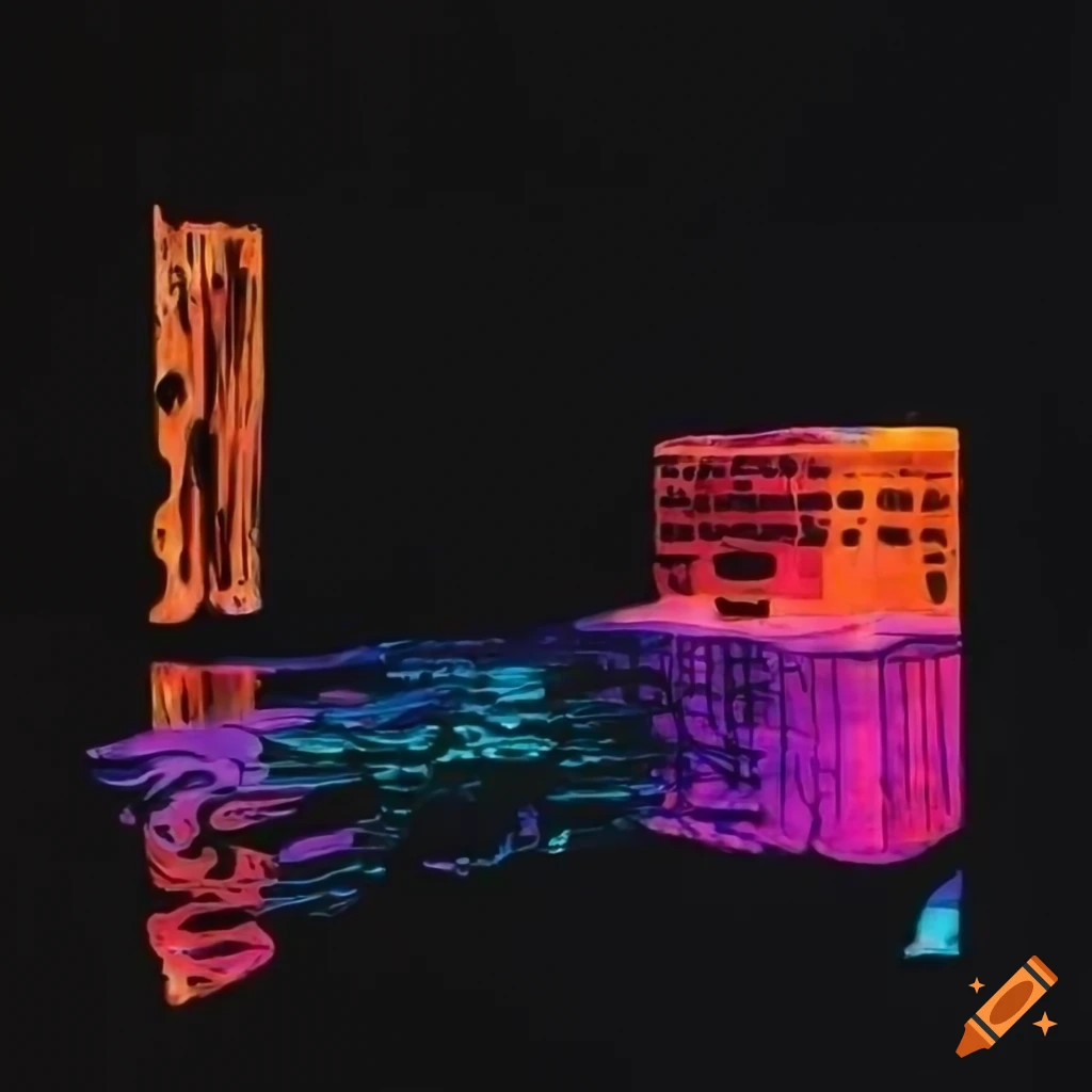 Melting figures and buildings on a transparent background on Craiyon