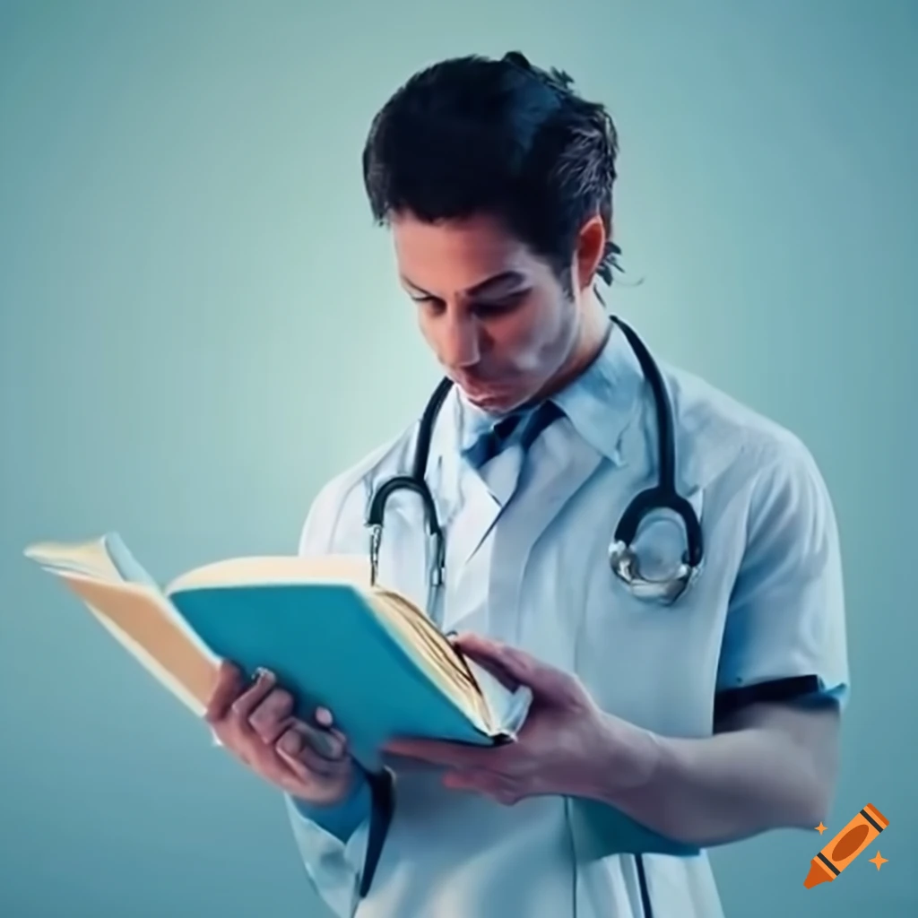 Purple stethoscope on a reading table with medical books and writing ...