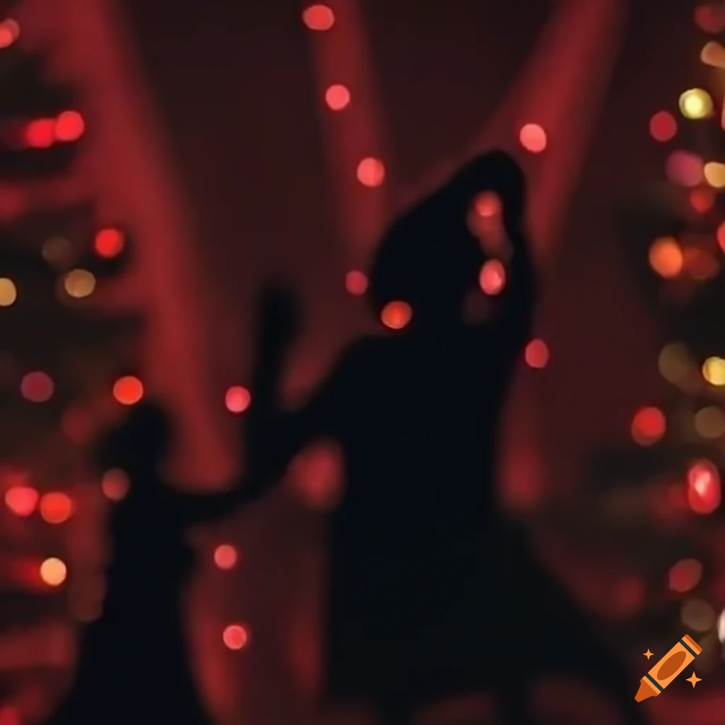 Silhouettes dancing in a festive christmas setting