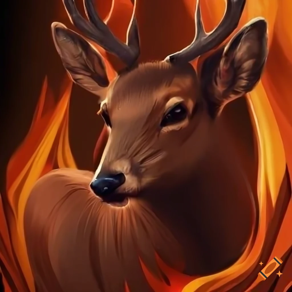 Digital art of a flame deer on Craiyon