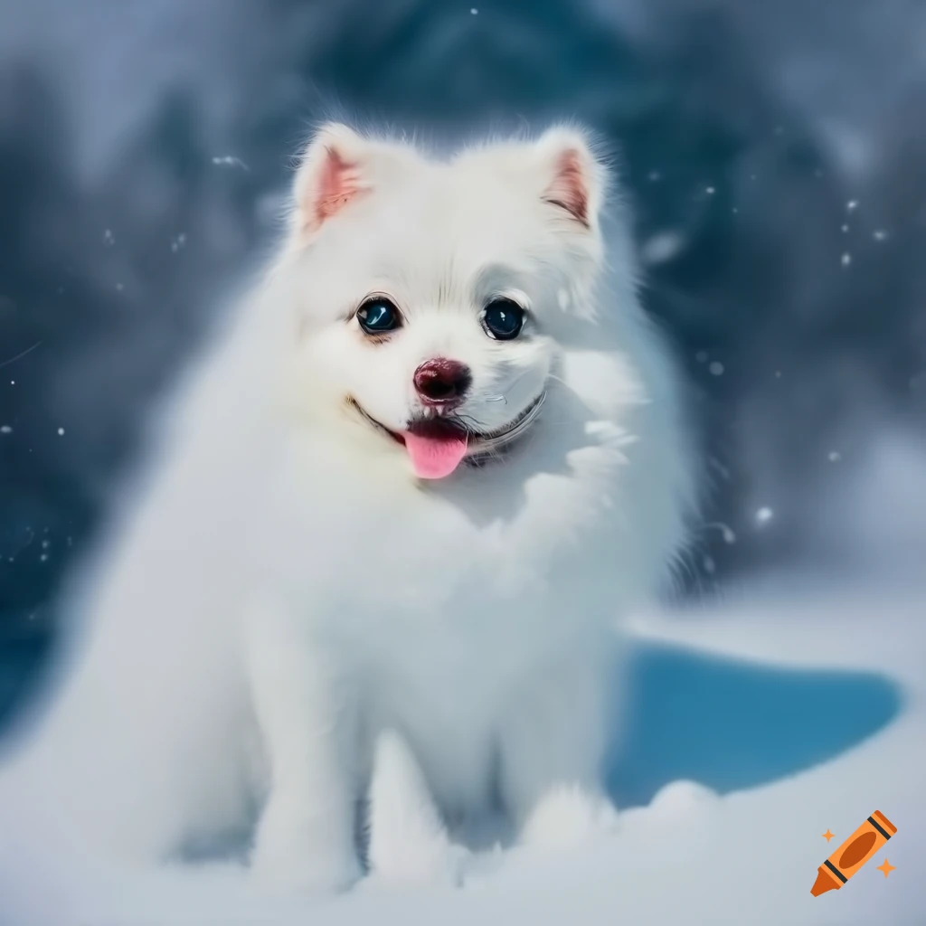 American eskimo with mount denali in the background on Craiyon