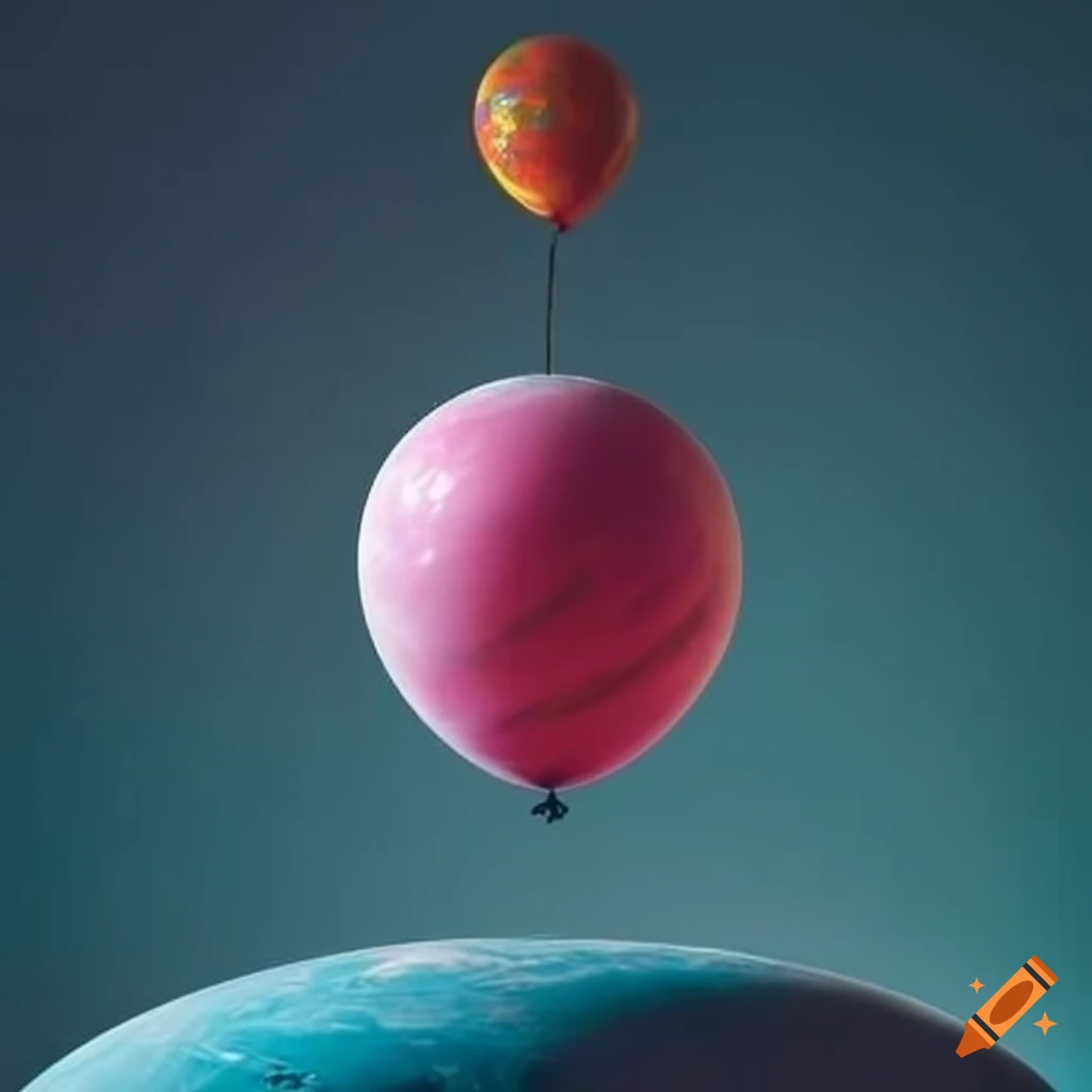 Planet covered in colorful balloons