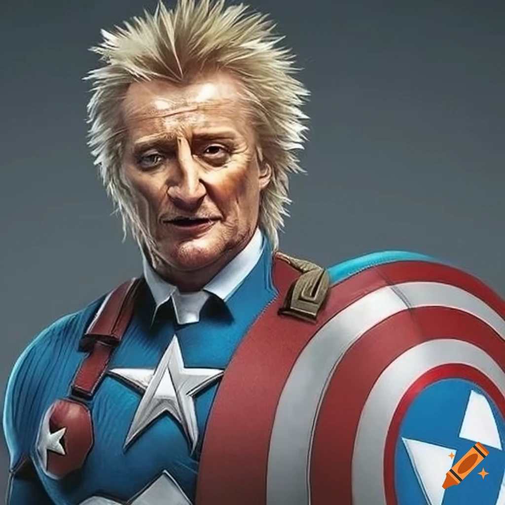Image of rod stewart dressed as captain america on Craiyon