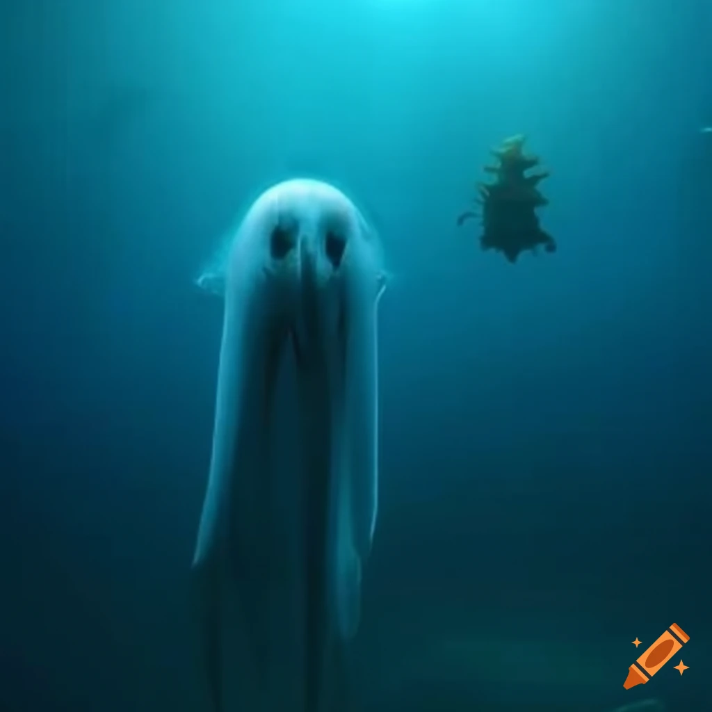 Image of a ghost standing on the ocean floor on Craiyon