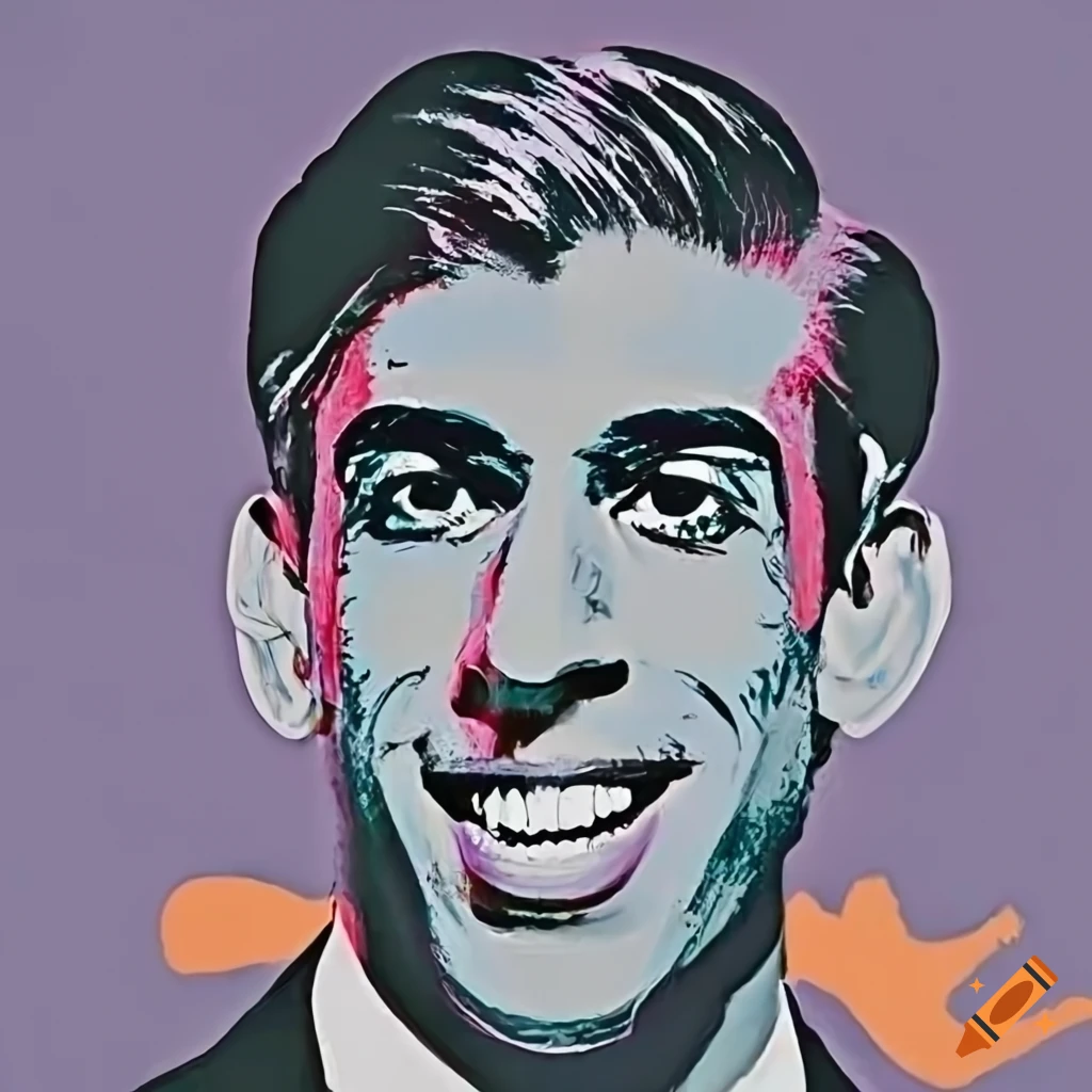 Andy warhol style print featuring rishi sunak