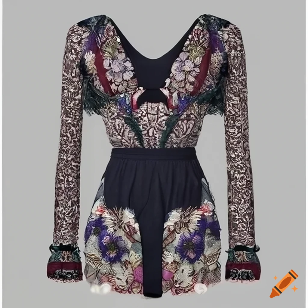 3D render of Revolve SS24 playsuit with herringbone design on Craiyon