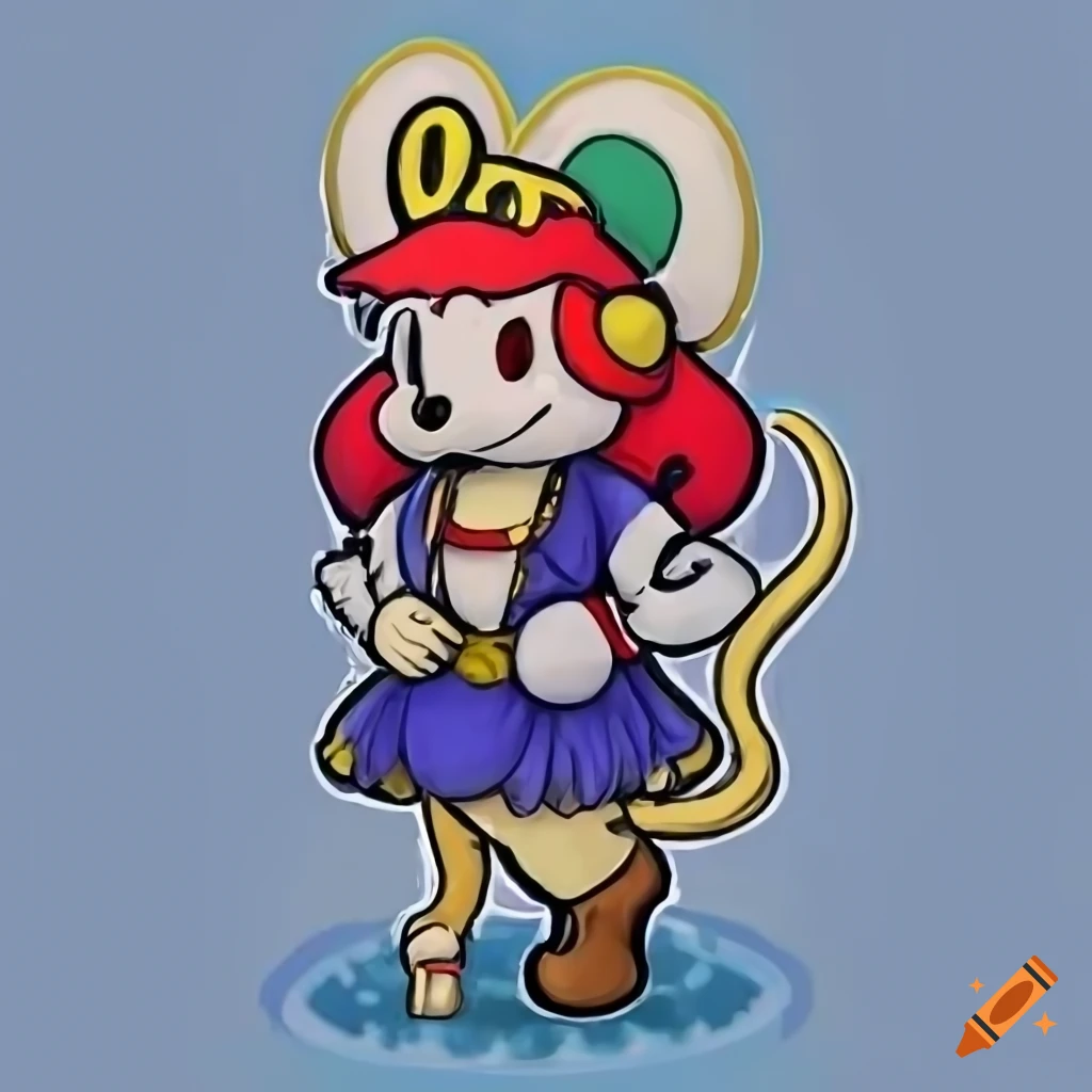 Anthro mouse pirate with white fur and red hair on Craiyon