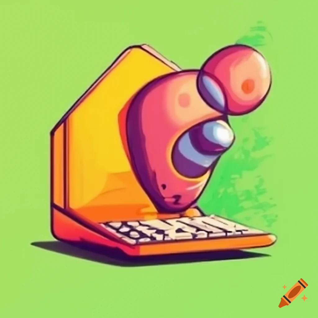 Cartoon mouse repairing a computer