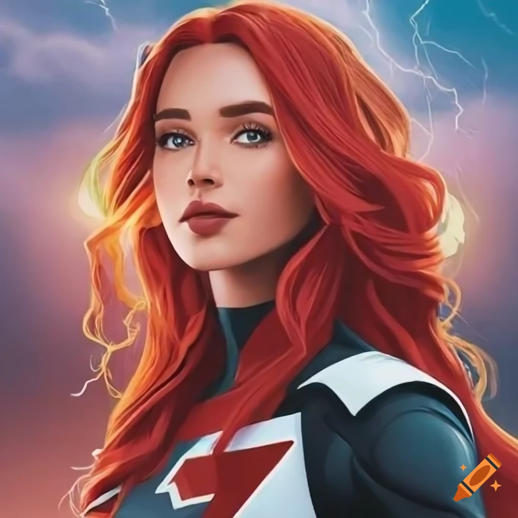 Illustration of a lightning-powered female character on Craiyon