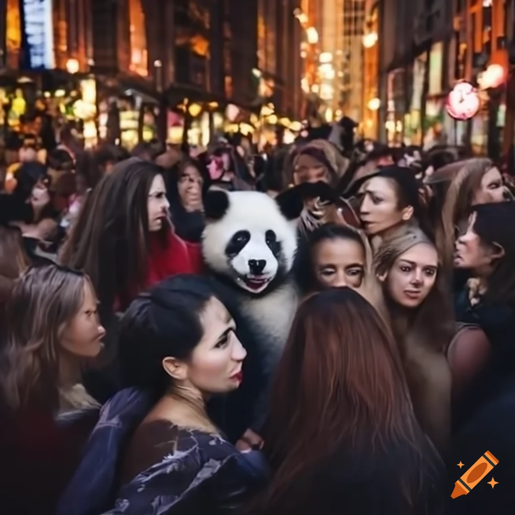 Panda dancing in the streets of new york