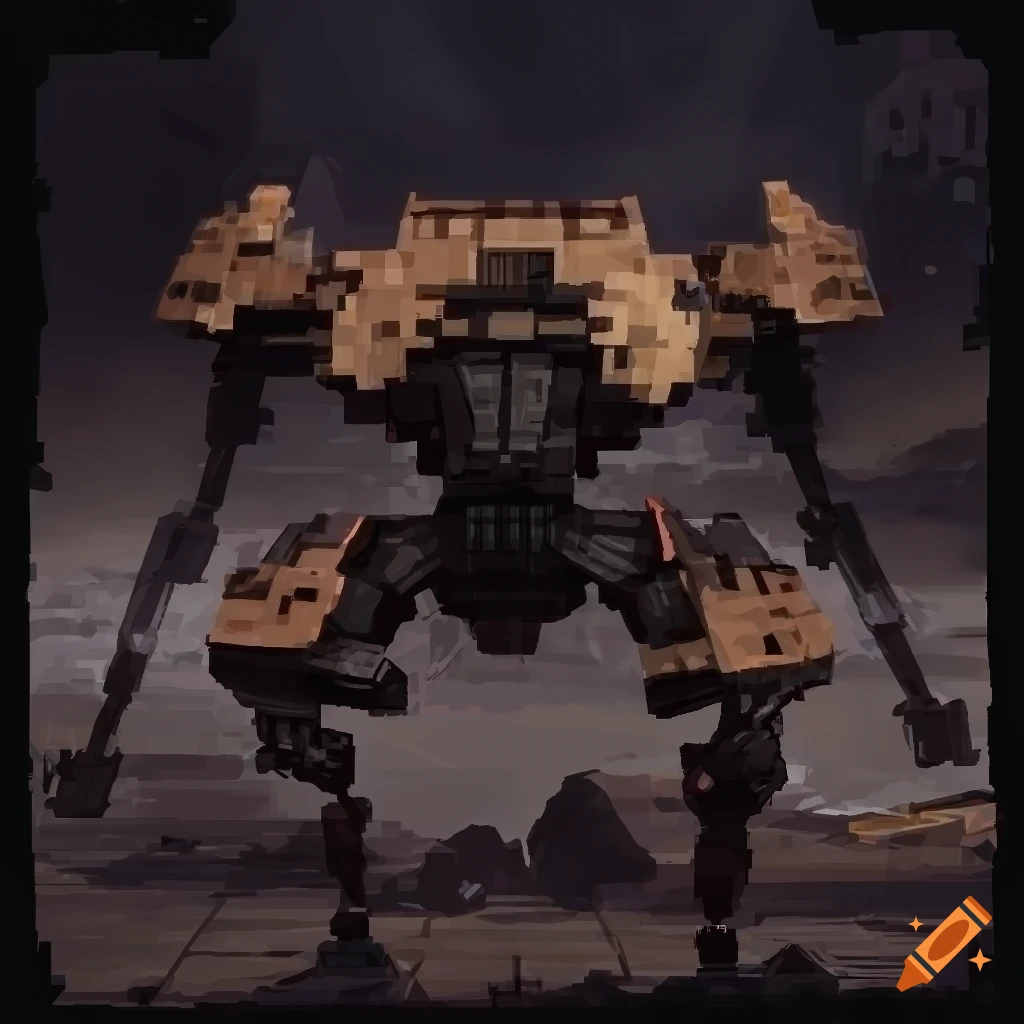 Concept art of a circular mech in a fantasy world on Craiyon