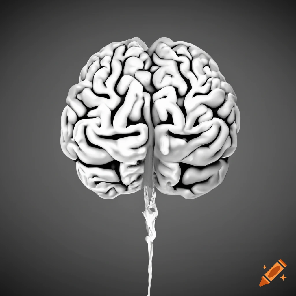 Detailed 3d black and white drawing of a brain on Craiyon