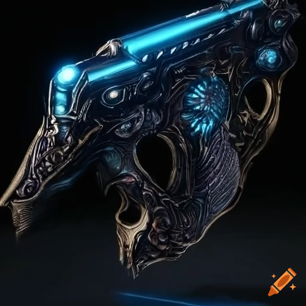 Hyperrealistic cosmic gothic pistol design