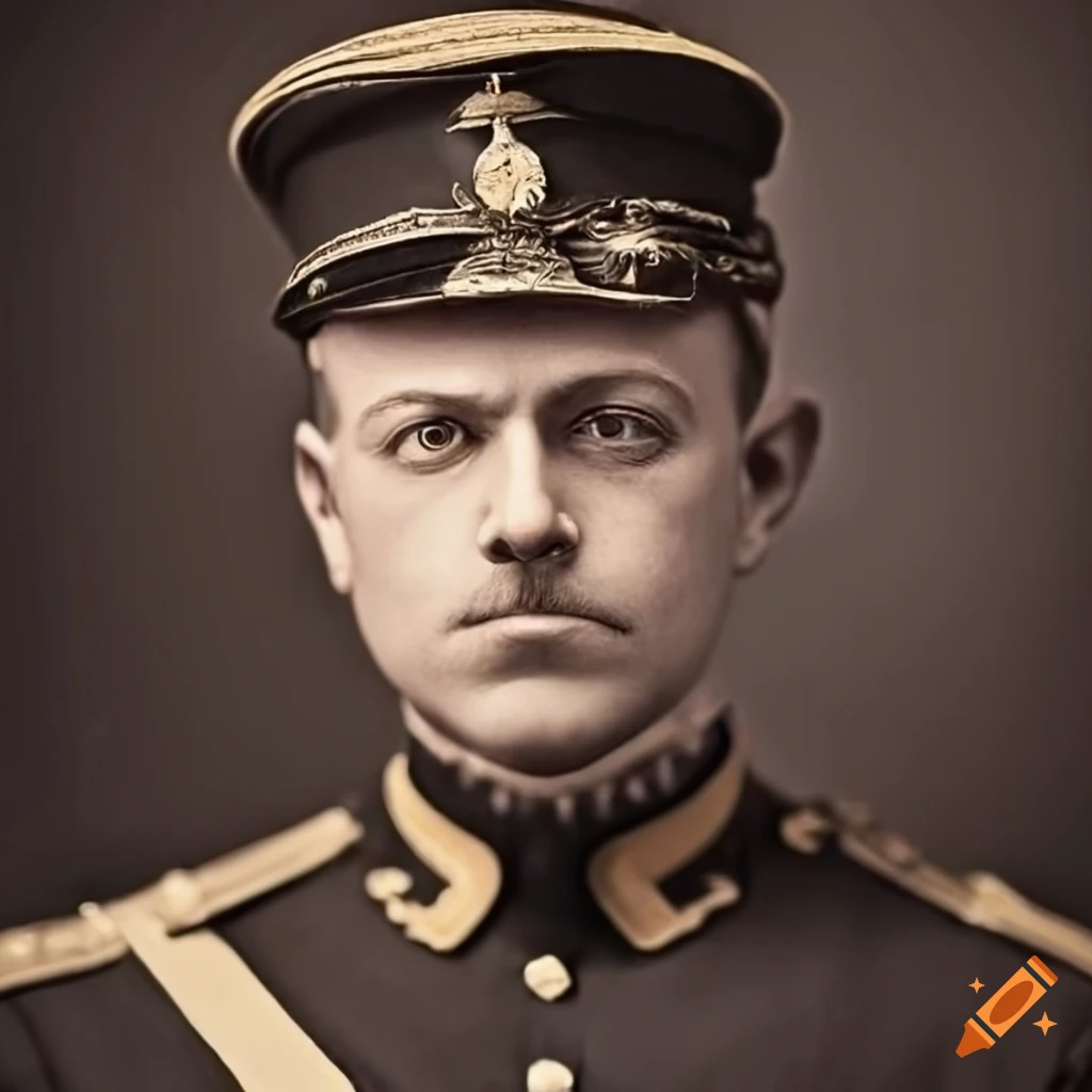 Close-up portrait of a victorian officer in uniform on Craiyon