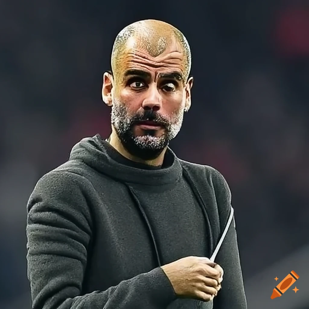 Pep guardiola coaching arman jannesa in a football match on Craiyon