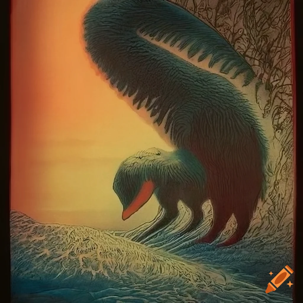 Colorful serigraph inspired by native Salish art on Craiyon