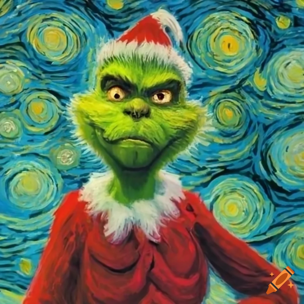Van gogh-style poster for the grinch on Craiyon