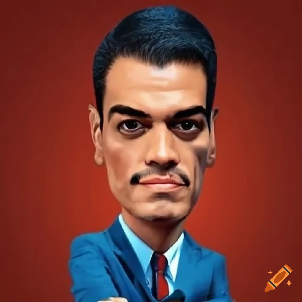 Satirical image of pedro sanchez with a cantinflas expression