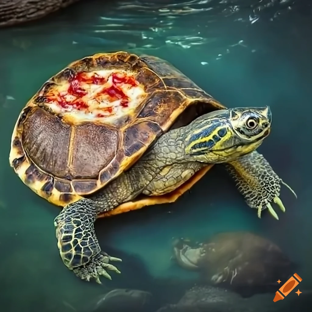 Turtle with a pizza shell