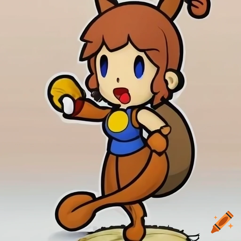 Paper mario-style depiction of squirrel girl on Craiyon