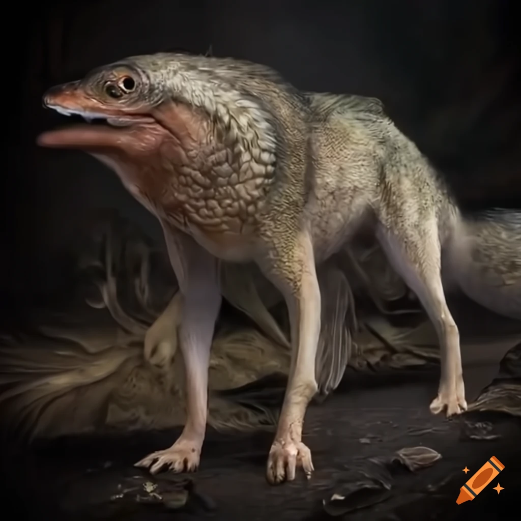 Hyper realistic digital artwork of a fish-wolf hybrid