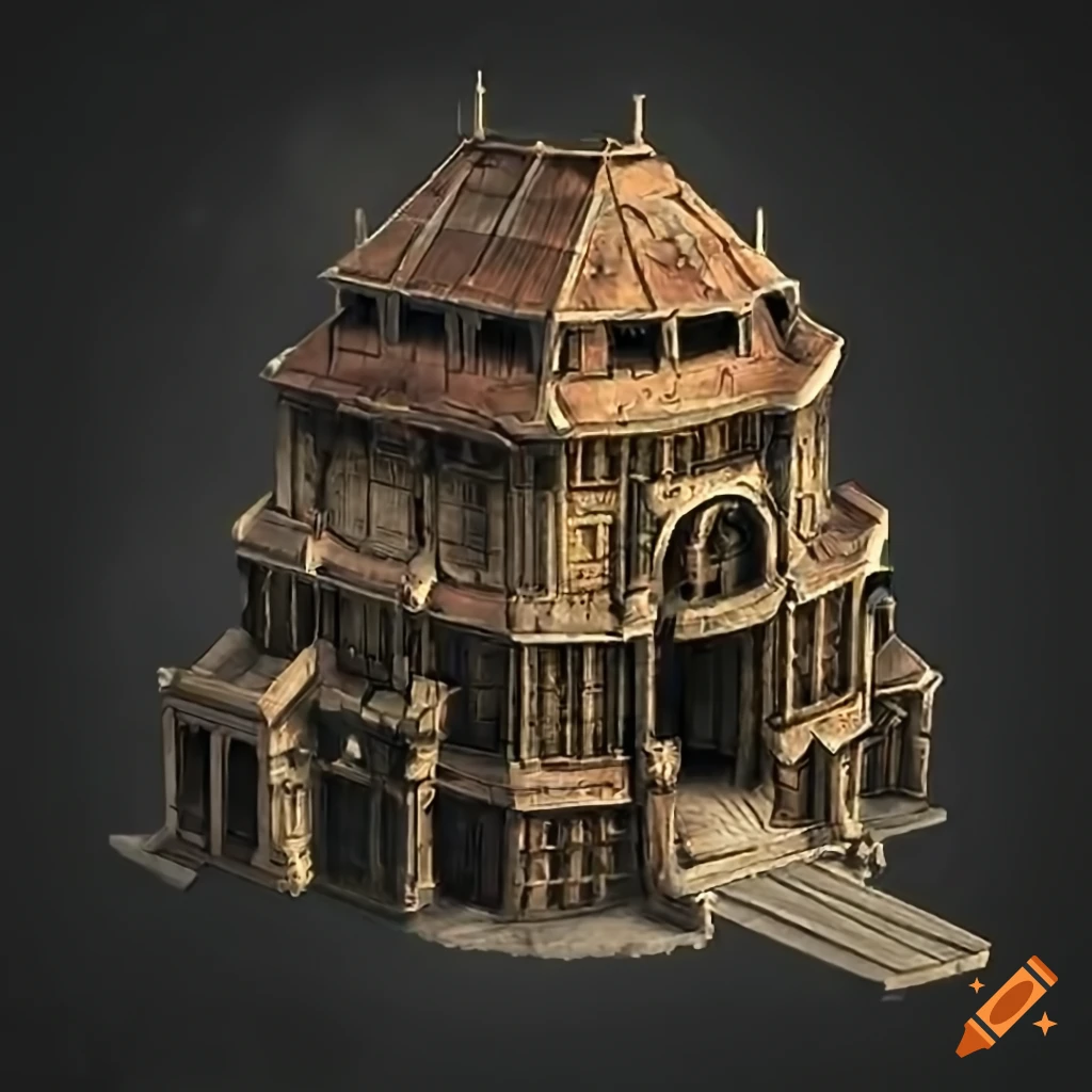 Medieval realistic stone mansion in a fantasy setting on Craiyon