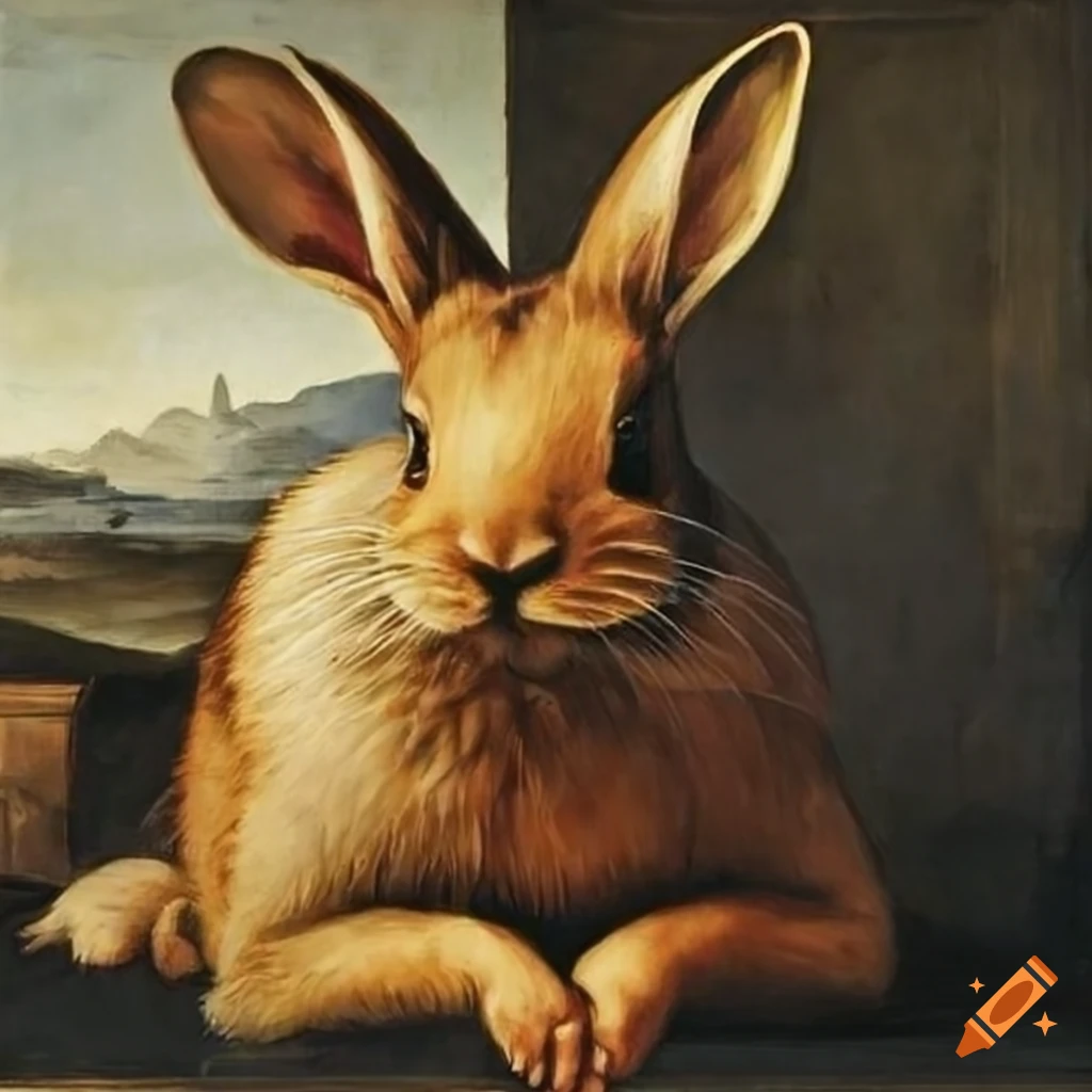 Medieval manuscript illustration of a rabbit wielding a sword on Craiyon