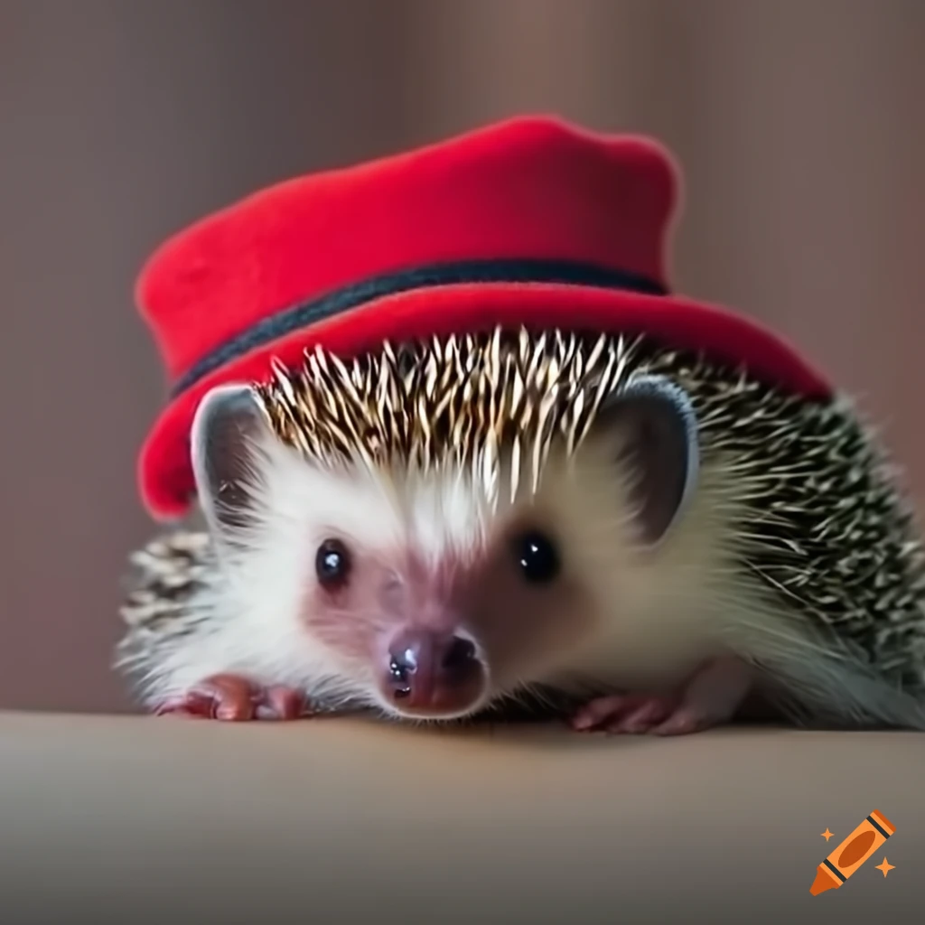 Cute hedgehog wearing a red hat on Craiyon