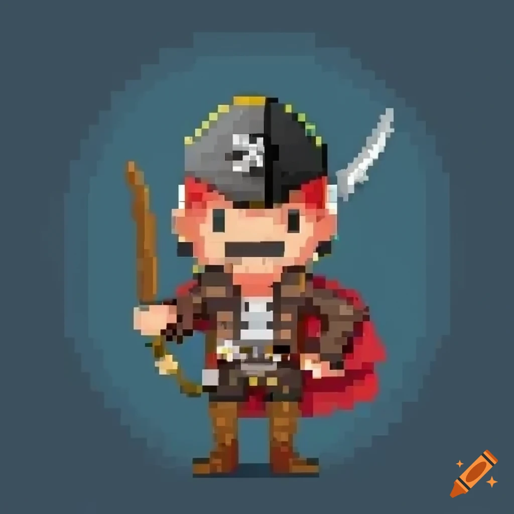 Pixel Art Of A Pirate With A Sabre