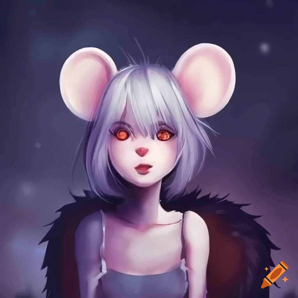 Digital art of a white fur anthro mouse fencer with black sombrero on ...