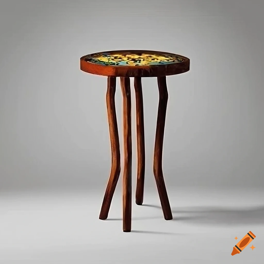 Round side table with colorful mosaic in islamic style on Craiyon