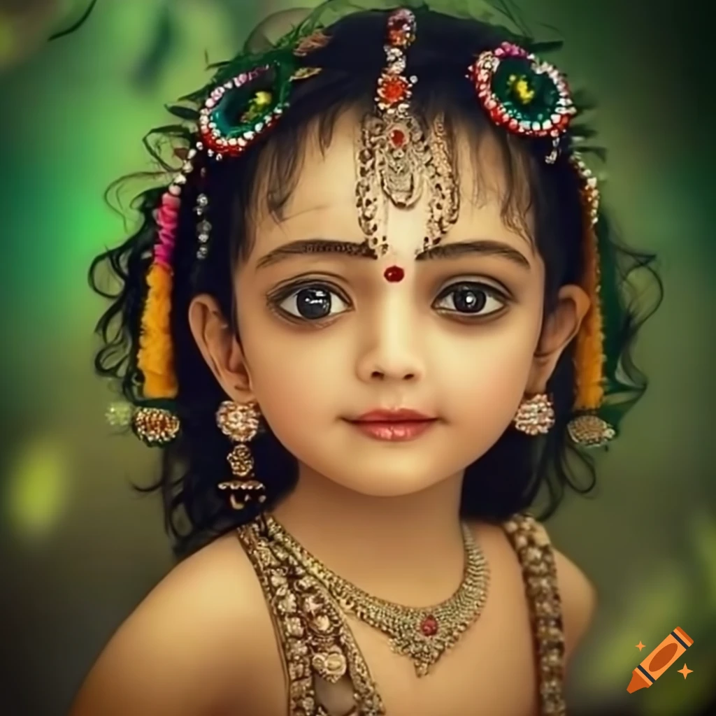 Cinematic portrait of a beautiful little girl named radha in the jungle
