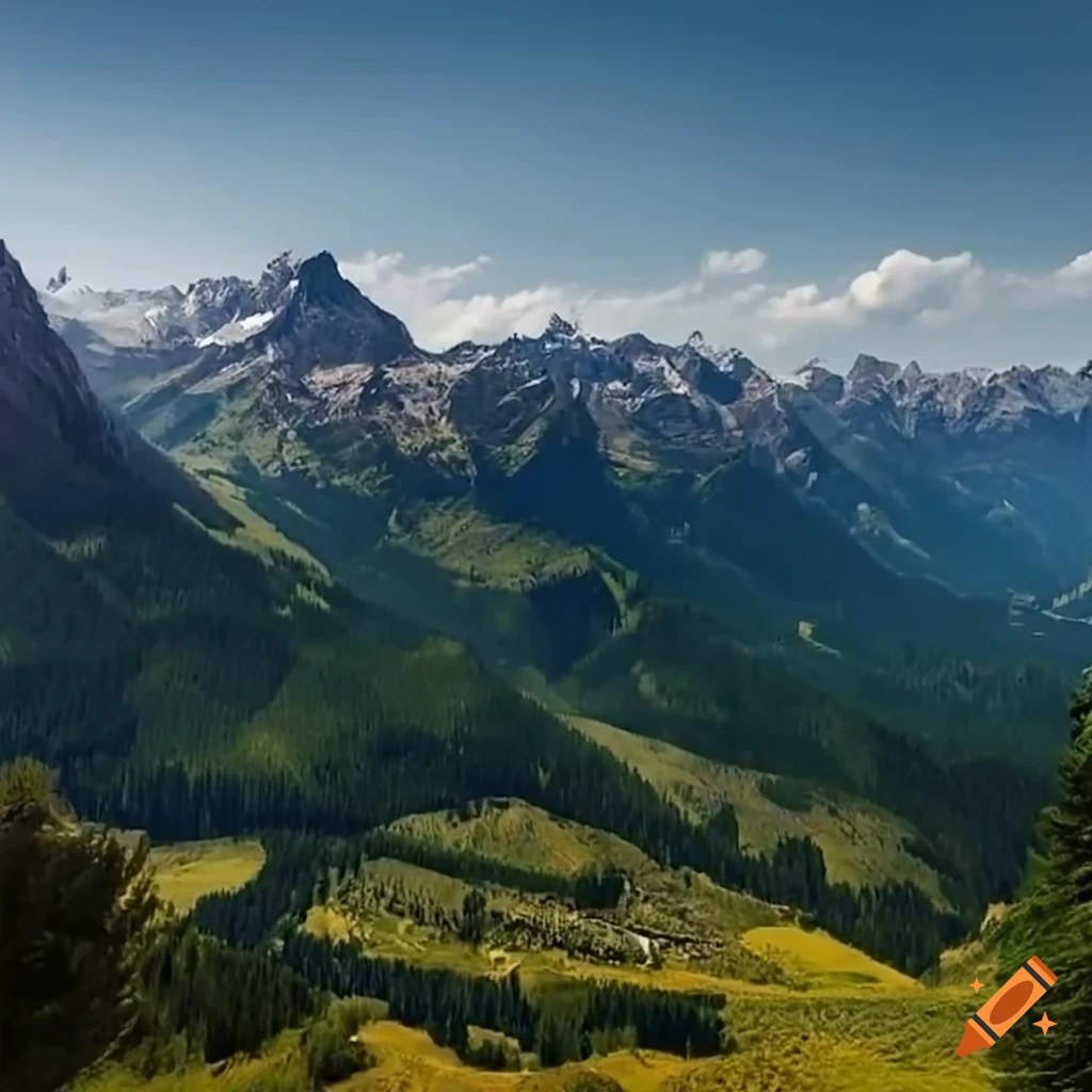Panoramic view of the alps on Craiyon