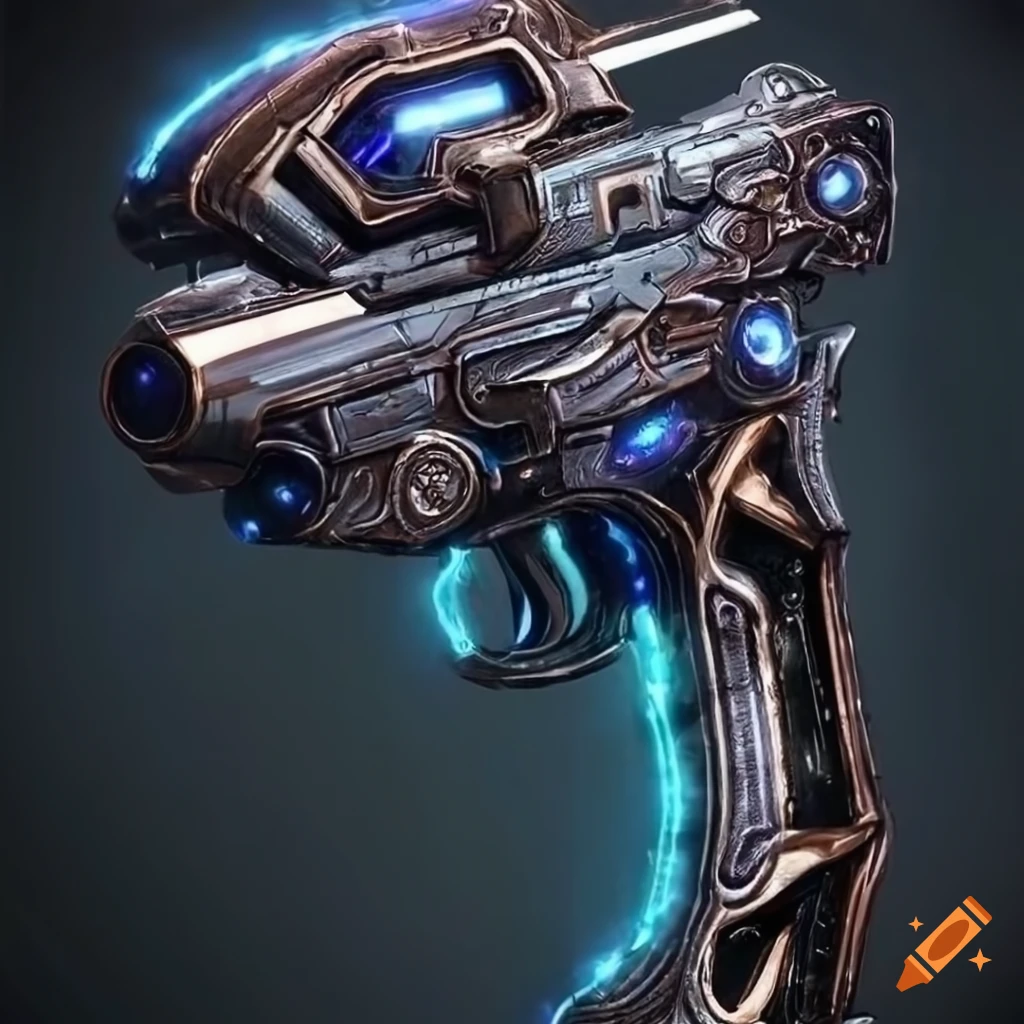 Hyperrealistic cosmic pistol design on Craiyon