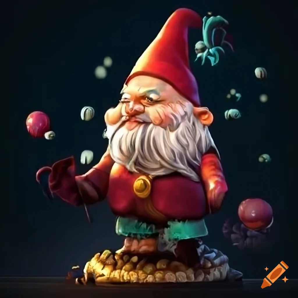 Cartoon character of a super gnome