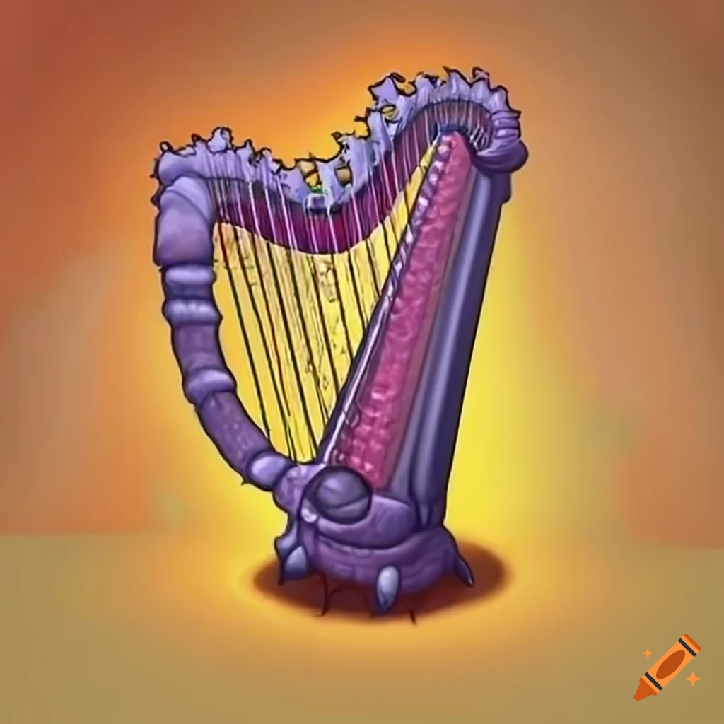 Background of harp and flowers on Craiyon