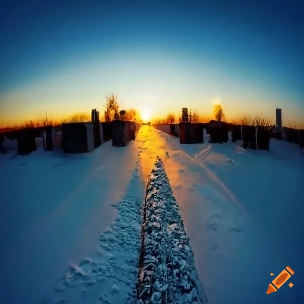 Winter night scene at a cemetery with birds soaring above on Craiyon