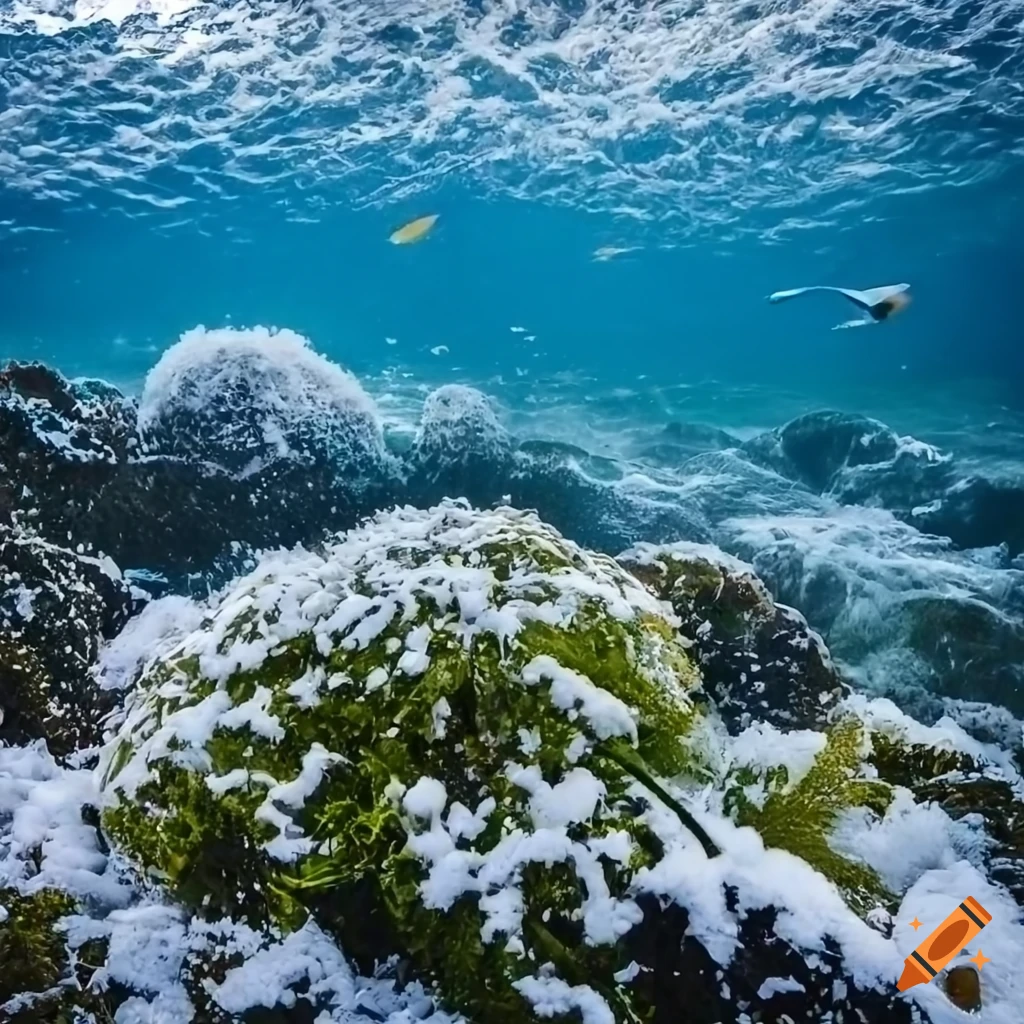 Photograph of snowy underwater scenery on Craiyon