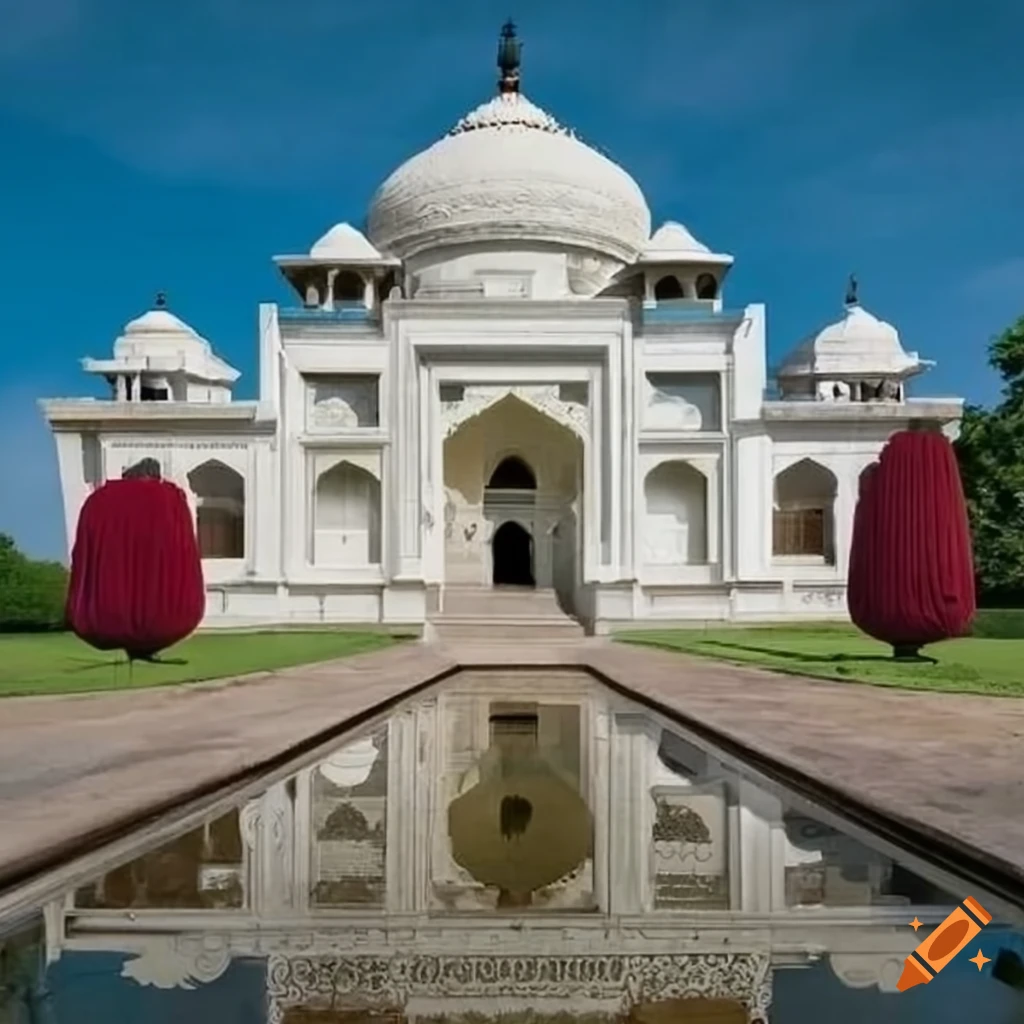 Frontal elevation of a mughal mahal style architectural design